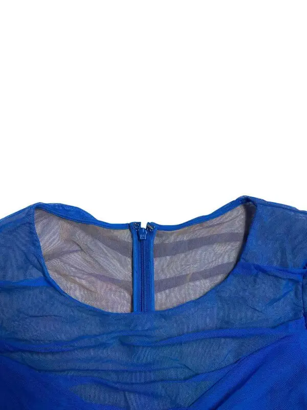 Versace Ruched Sheer-sleeve Dress