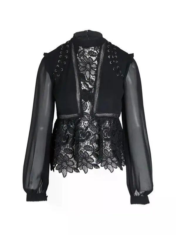 SELF-PORTRAIT Lace-trimmed Blouse