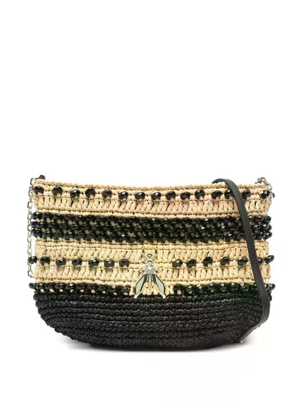 Patrizia Pepe Beaded Raffia Shoulder Bag
