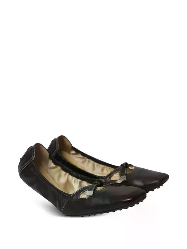 TOD'S Bow Scrunch Ballet Flats - Brown