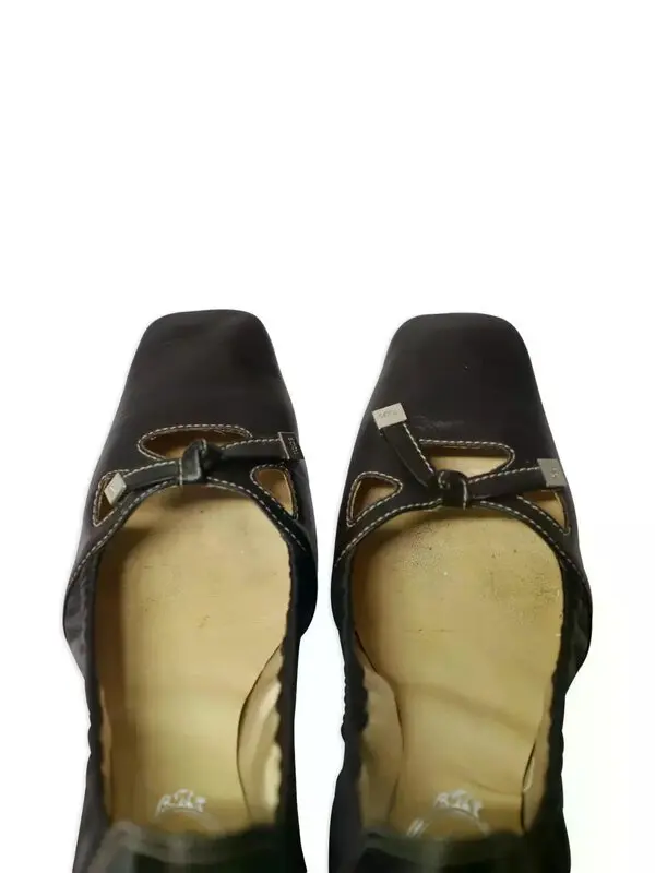 TOD'S Bow Scrunch Ballet Flats - Brown