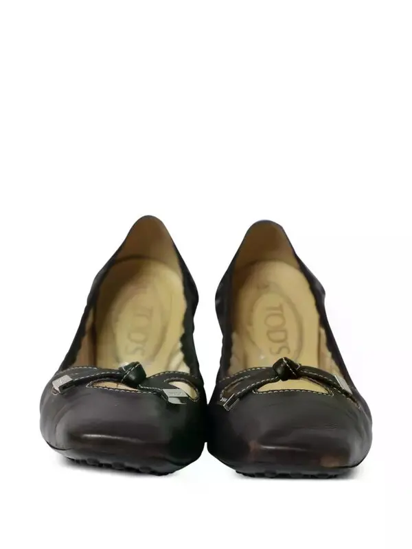 TOD'S Bow Scrunch Ballet Flats - Brown