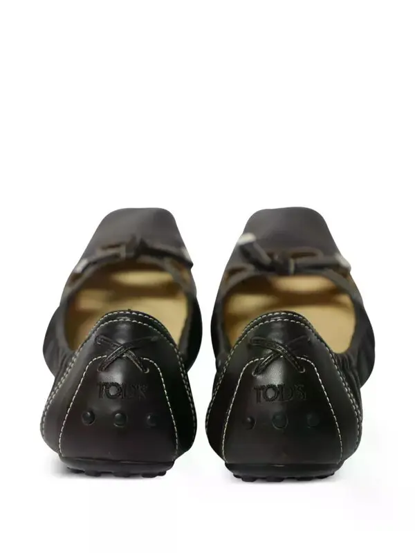 TOD'S Bow Scrunch Ballet Flats - Brown