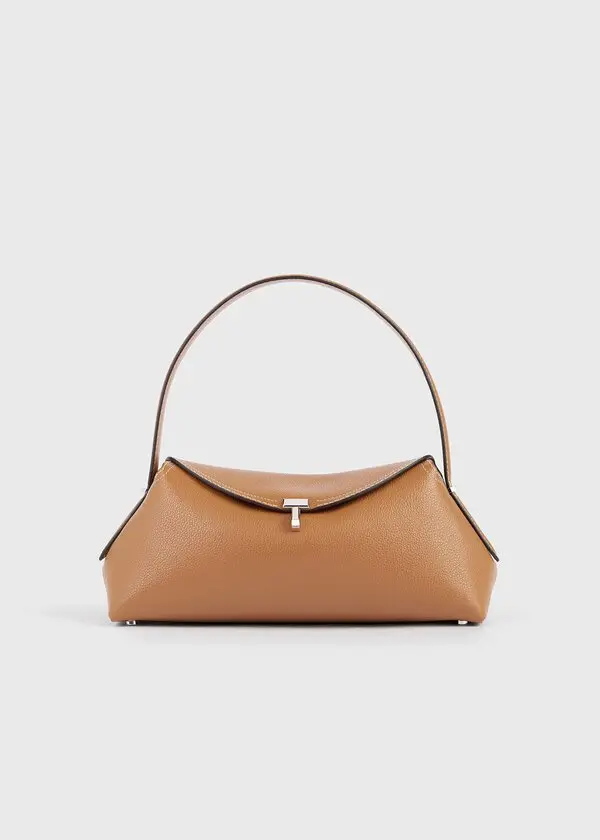 TOTEME T-lock Grained-leather Shoulder Bag - Tan