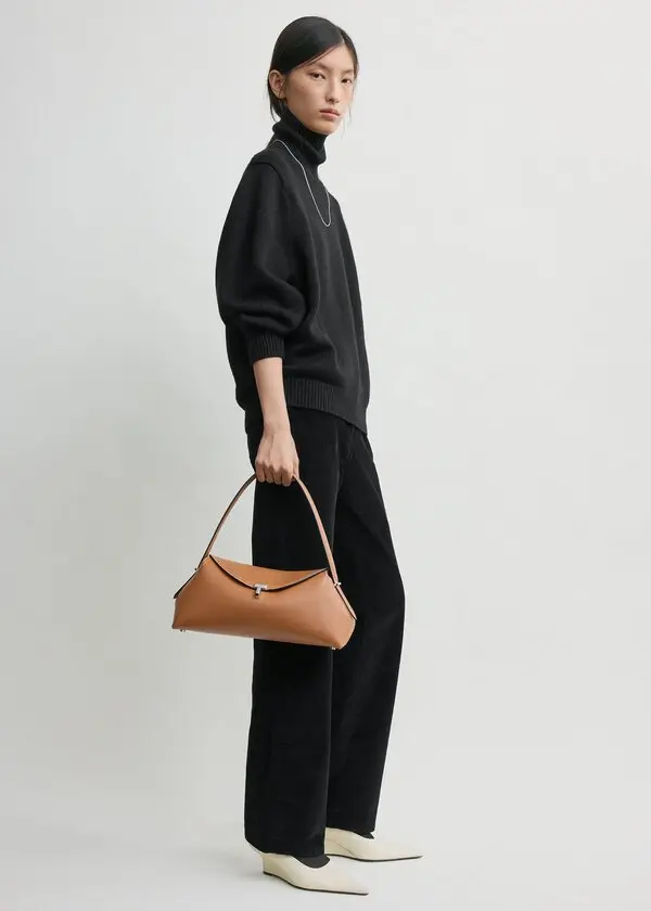 TOTEME T-lock Grained-leather Shoulder Bag - Tan