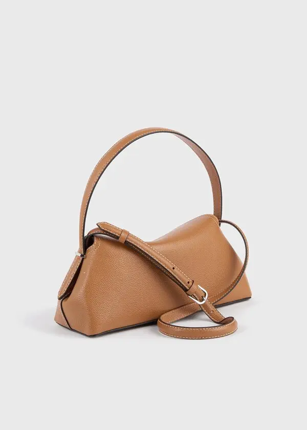 TOTEME T-lock Grained-leather Shoulder Bag - Tan