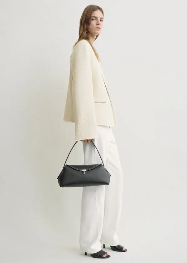 TOTEME T-lock Grained-leather Shoulder Bag - Black