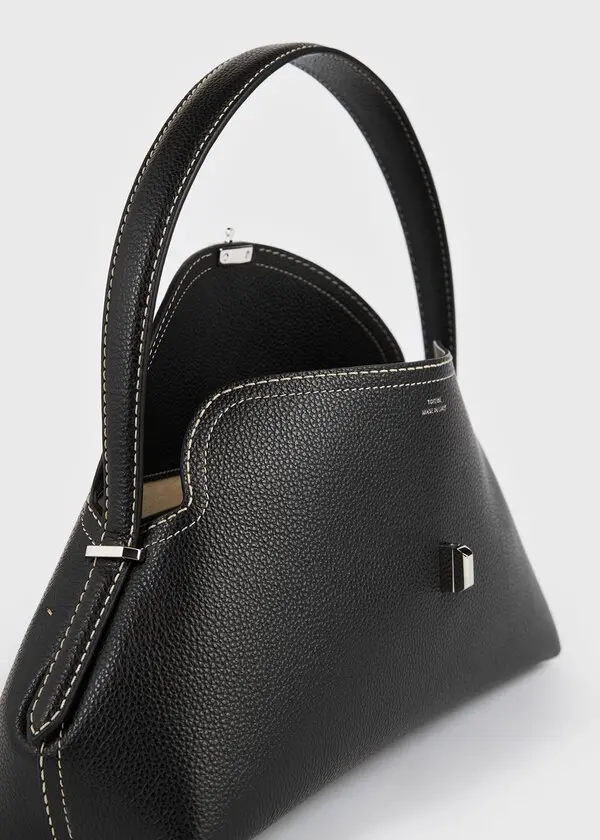 TOTEME T-lock Grained-leather Shoulder Bag - Black