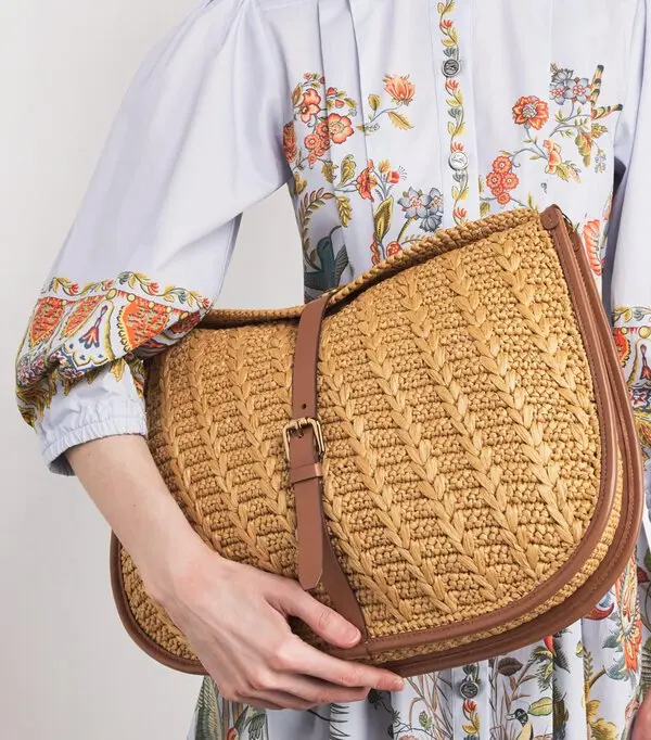 Etro Raffia Pony Shoulder Bag