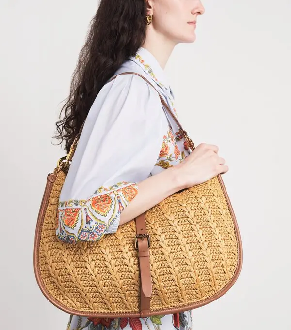 Etro Raffia Pony Shoulder Bag