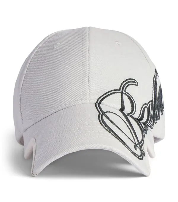 Balenciaga Cursive Logo Baseball Cap - White
