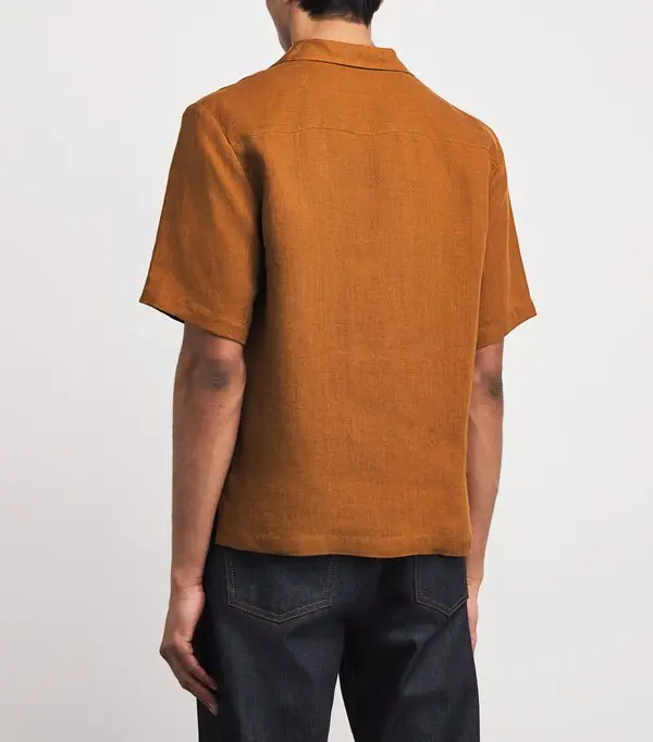 Sandro Linen Short-sleeve Shirt - Brown