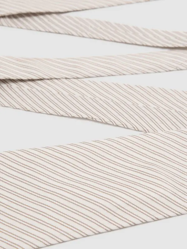 REISS Vittorio Cotton-silk Stripe Seersucker Neck Tie - White / Camel Brown