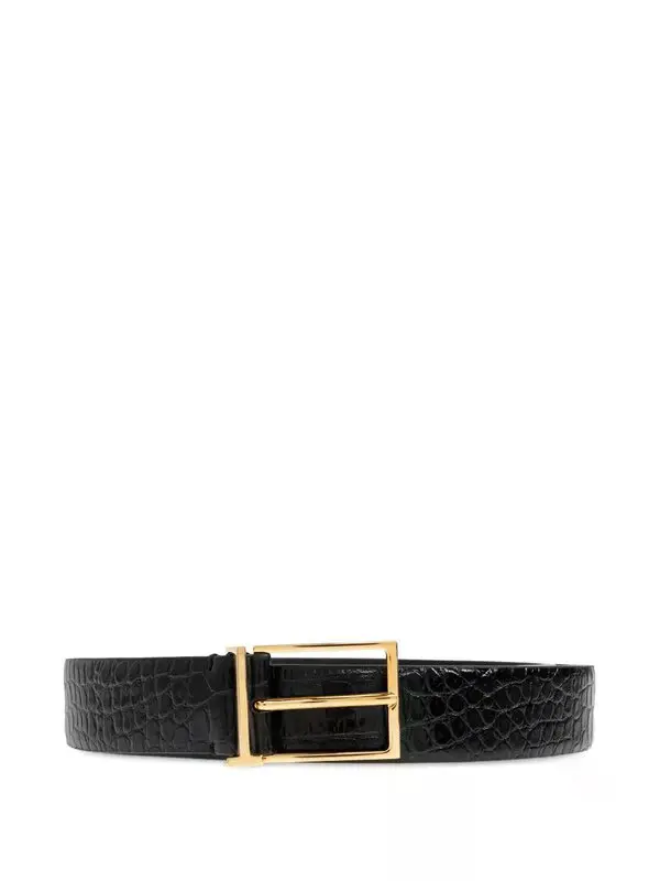 TOM FORD Crocodile-effect Buckled Belt - Black