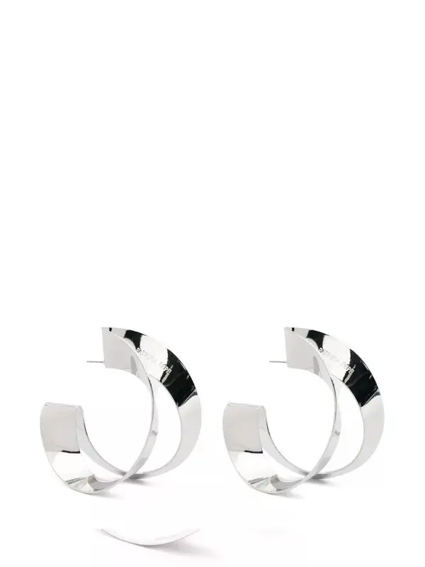 Patrizia Pepe Logo-engraved Hoop Earrings - Silver