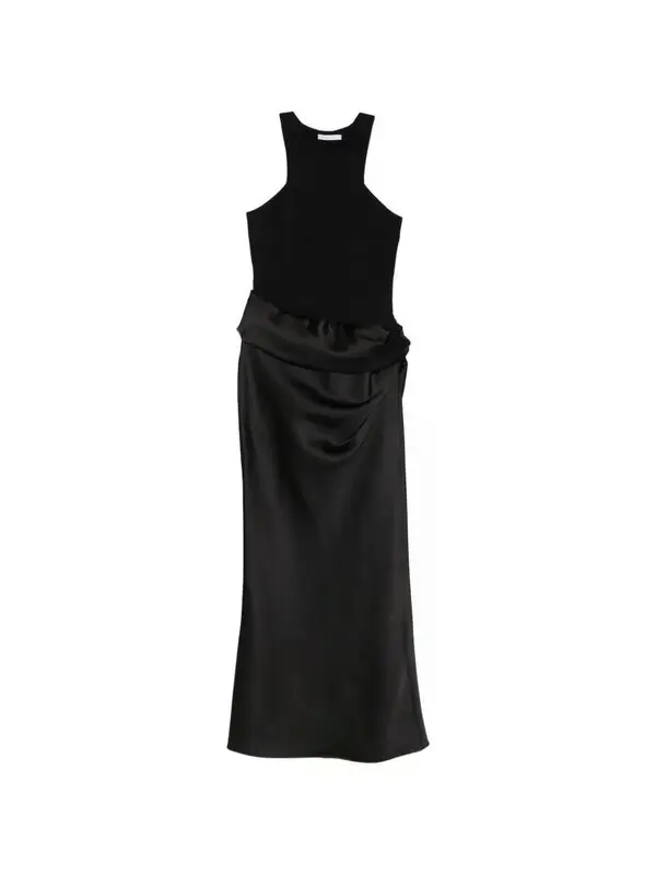 Patrizia Pepe Fluid Satin Maxi Dress - Black