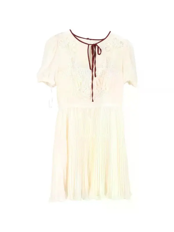 SELF-PORTRAIT Pleated Macramé-trim Mini Dress