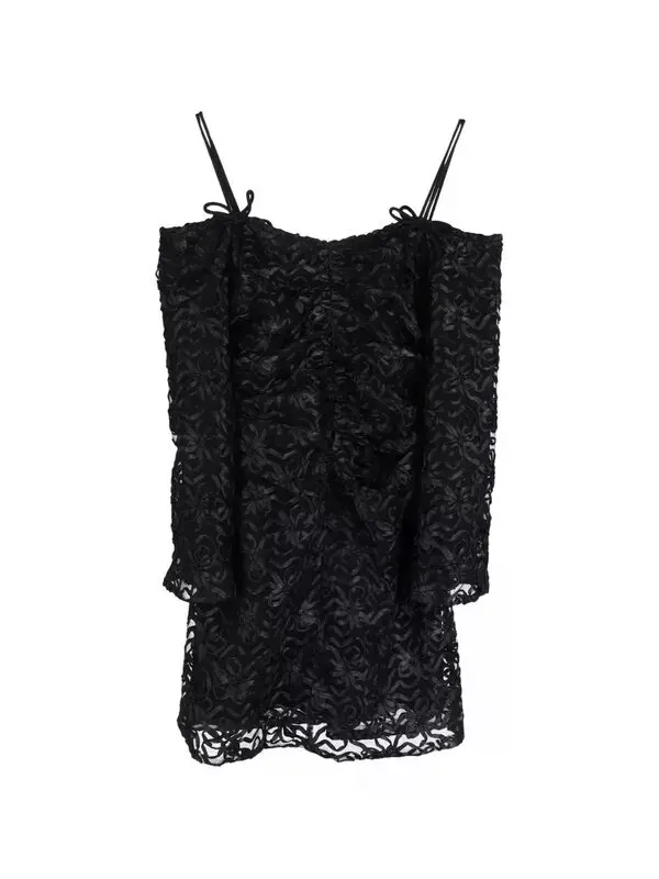 GANNI Off-shoulder Mini Dress Spaghetti Straps
