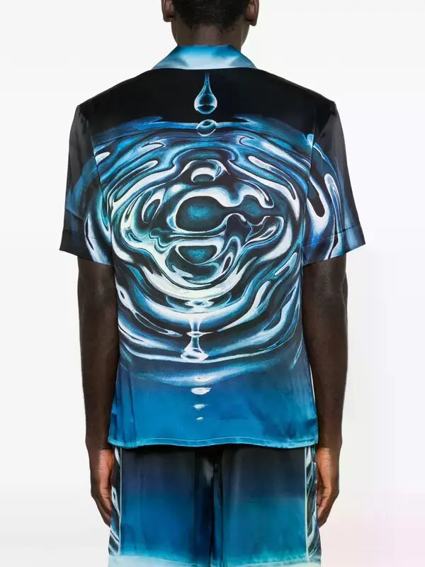 Casablanca Ripple Cuban Collar Shirt - Blue