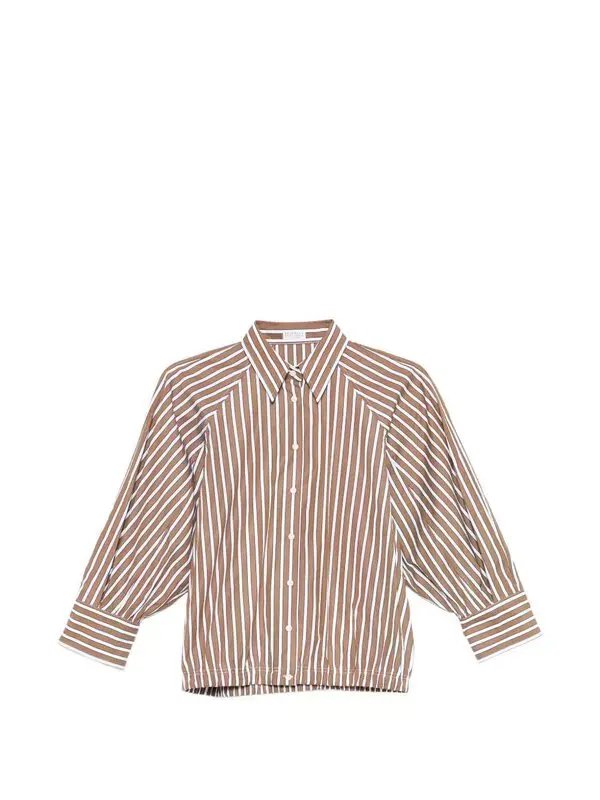 Brunello Cucinelli Striped Button-up Shirt - Brown