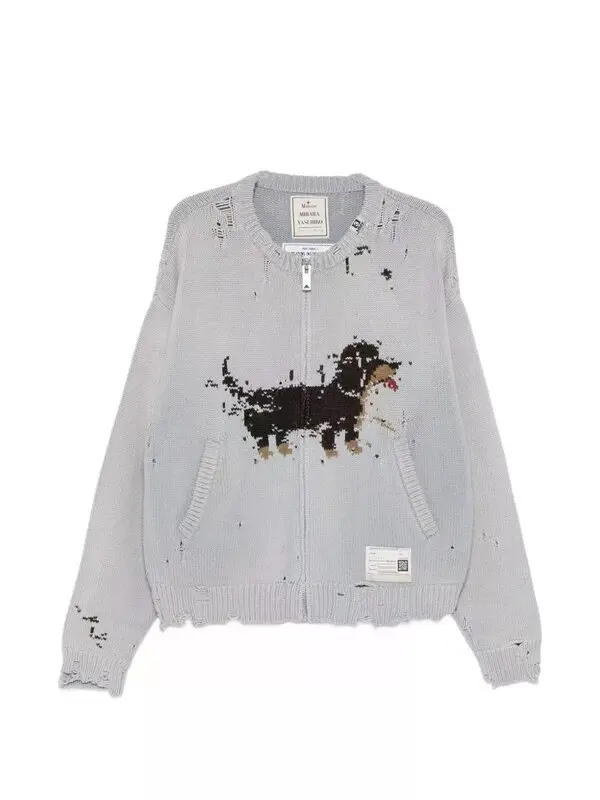 Mihara Yasuhiro Dog-jacquard Distressed Cardigan