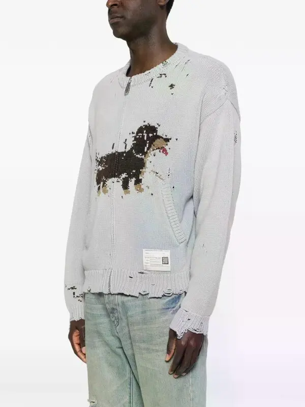 Mihara Yasuhiro Dog-jacquard Distressed Cardigan