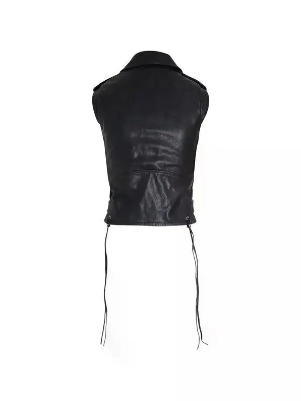 Saint Laurent Leather Zip Sleeveless Jacket