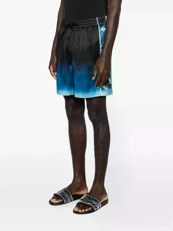 Casablanca Warped Logo Silk Shorts - Black