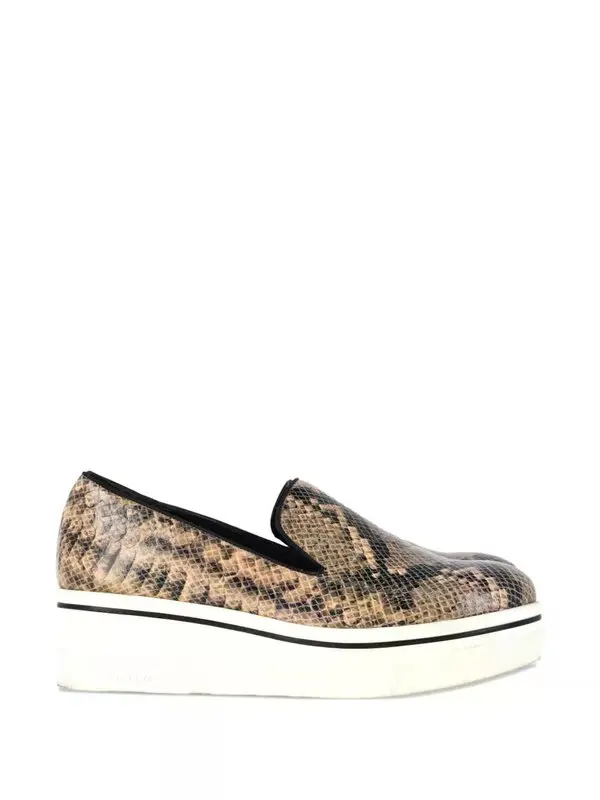 Stella McCartney Snakeskin Embossed Platform Sneakers - Brown