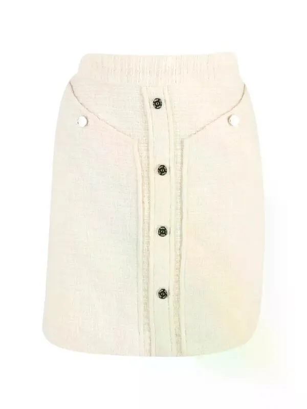 Maje Button-embellished Tweed Mini Skirt