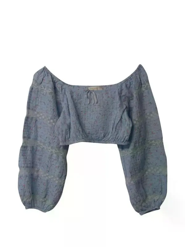 LoveShackFancy Albertina Floral Lace Crop Top