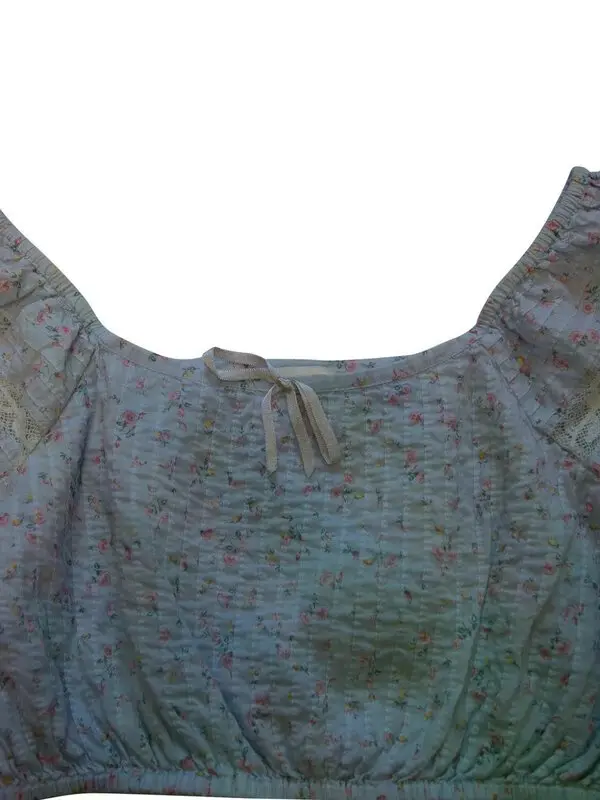 LoveShackFancy Albertina Floral Lace Crop Top