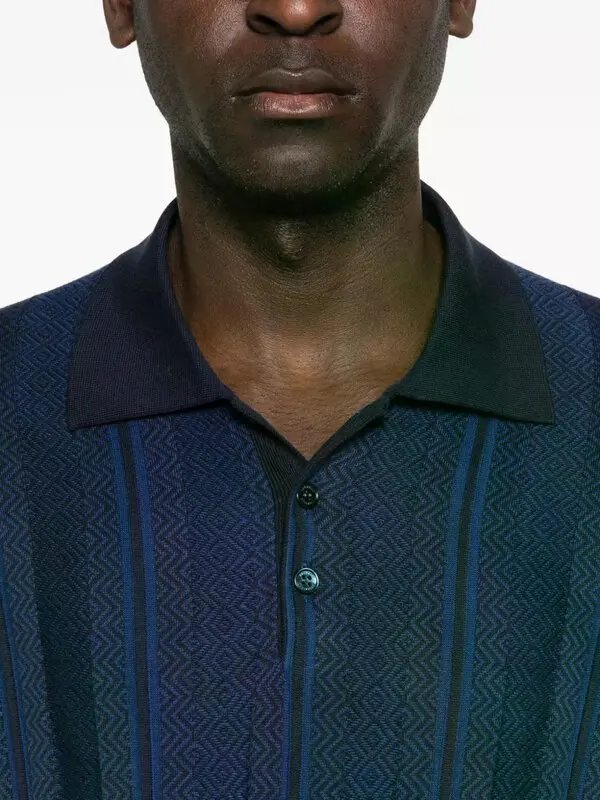 Brunello Cucinelli Patterned Short-sleeve Polo Shirt - Blue