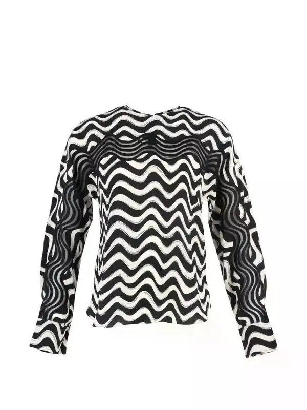 Stella McCartney Wave-print Long-sleeve Blouse