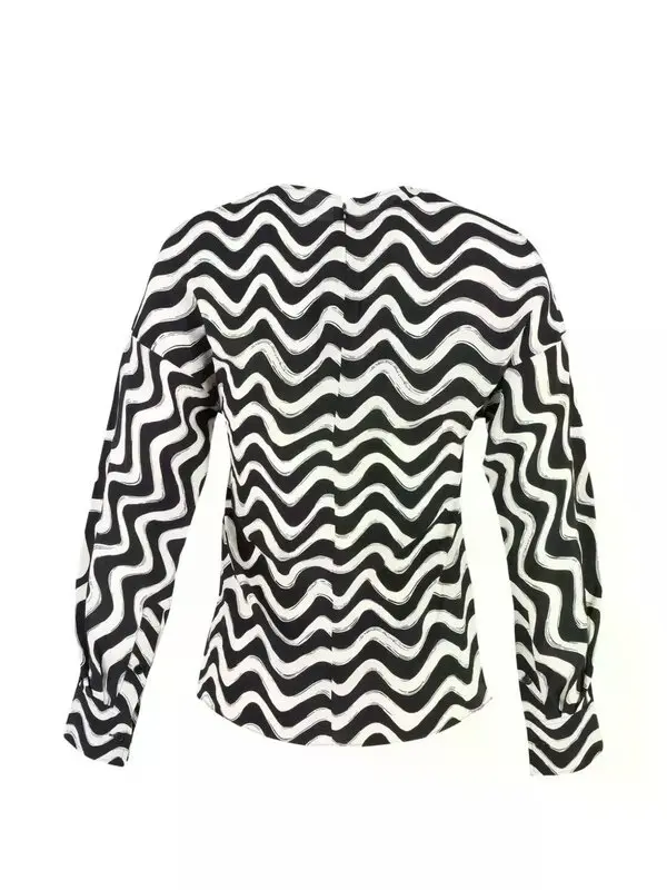 Stella McCartney Wave-print Long-sleeve Blouse