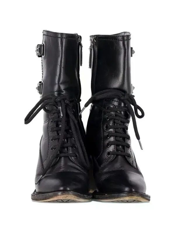Valentino Garavani Rockstud Embellished Buckled Heeled Boots