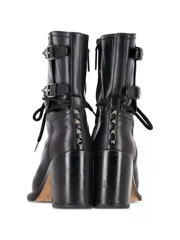 Valentino Garavani Rockstud Embellished Buckled Heeled Boots