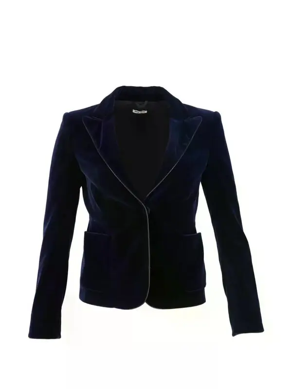 Miu Miu Velvet Leather-trim Blazer
