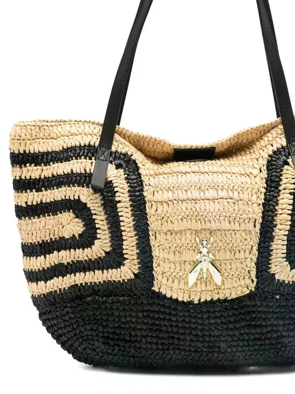 Patrizia Pepe Geometric-pattern Raffia Beach Bag