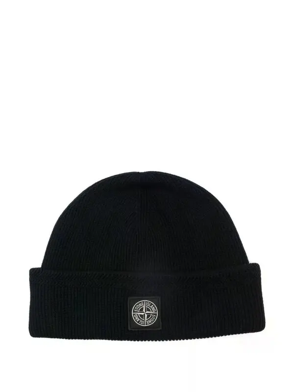 Stone Island Logo-patch Beanie - Blue
