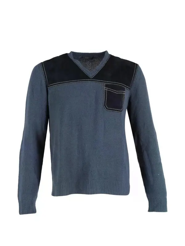 Prada Panelled V-neck Sweater