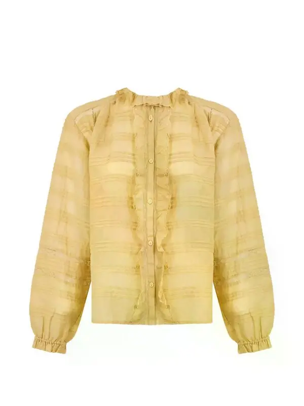 MARANT ETOILE Peline Ruffled Button Blouse - Yellow