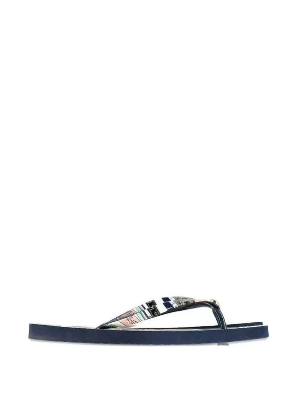 Tory Burch Printed-strap Flip Flops - Blue