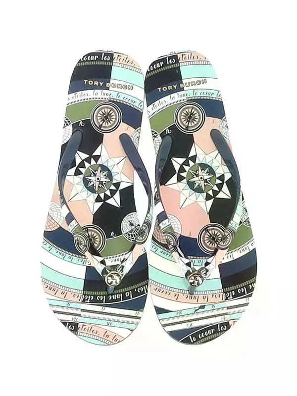 Tory Burch Printed-strap Flip Flops