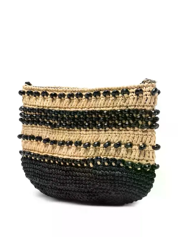 Patrizia Pepe Beaded Raffia Shoulder Bag