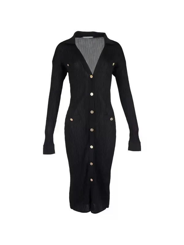 Versace Ribbed Buttoned Midi Dress