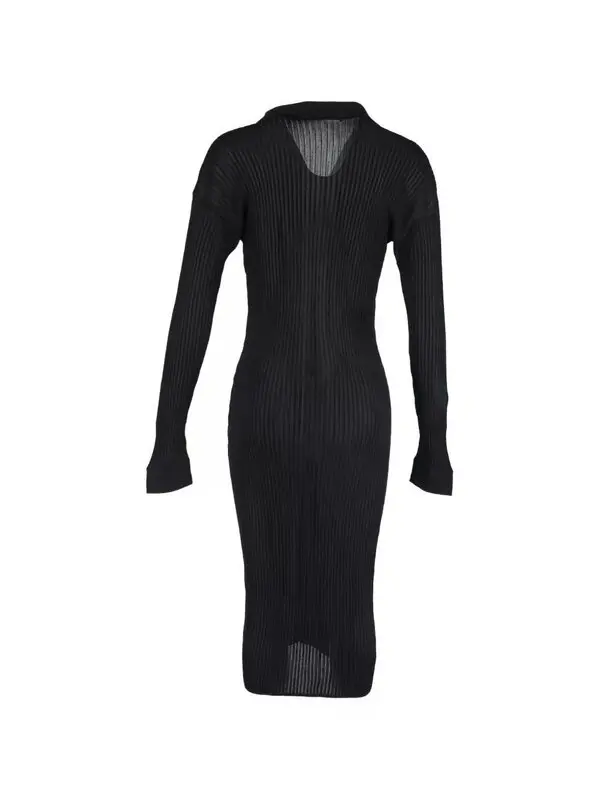 Versace Ribbed Buttoned Midi Dress