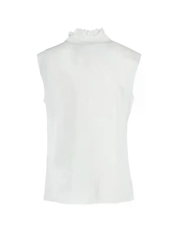 Prada Ruffle Mock-neck Sleeveless Blouse