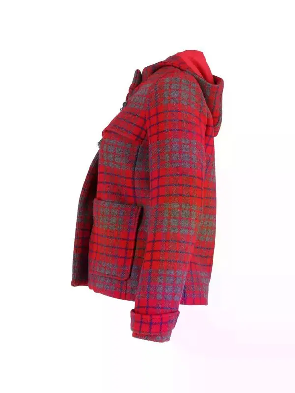 Maje Hooded Checked Jacket