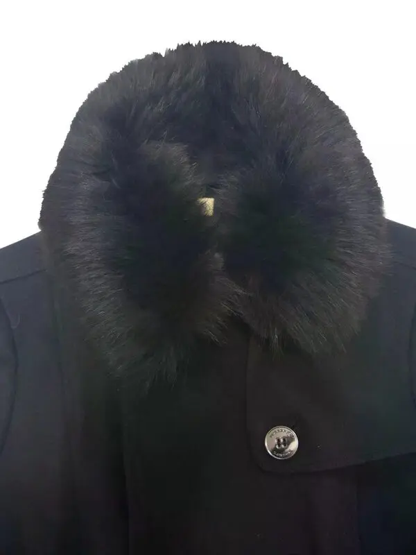 Burberry Fur-collar Double-breasted Virgin Wool Coat